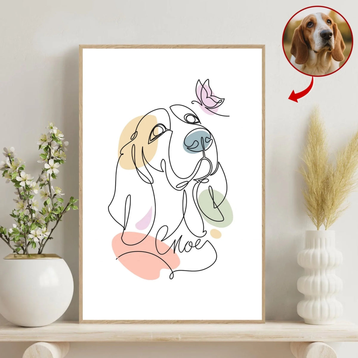 Colorful Pet Line Art - Personalized Poster, Custom One Line Art Style ...