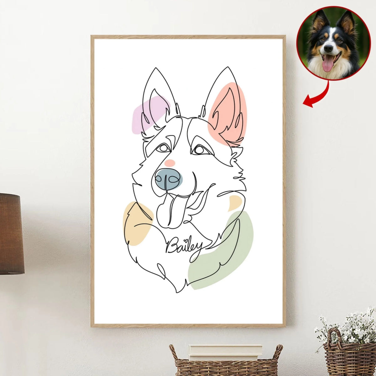 Colorful Pet Line Art - Personalized Poster, Custom One Line Art Style ...
